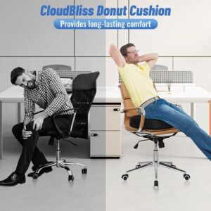 CloudBliss Donut Pillow Seat Cushion for Tailbone Pain Relief and Hemorrhoids, Memory Foam Seat Chair Cushion for Postpartum Pregnancy, Seat Cushions for Men and Women for Home & Office, (Black)