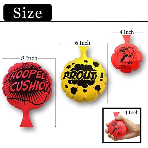 [3 Pack] Whoopee Cushion for Children over 3 yrs,Woopie Cushion Party Favor for [4,6,8 Inch][No Automatic Inflation][Reward][Prank Gag][Novelty Trick Joke] Gift and Toy for Kids Children Office Home