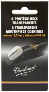 vandoren vmc6 mouthpiece cushions; clear; thin; 0.35mm/.014"; pack of 6