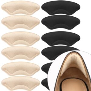 comfowner 6 pairs heel cushion pads for shoes too big, shoe grips liners heel protectors for loose shoes, heel pain, blisters and rubbing, anti slip shoe filler make shoes fit tighter