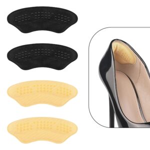 breathe easy with 4 pairs of antislip-gel heel pads inserts - stop shoe discomfort and slipping, perfect for too big shoes (pale apricot+black1)