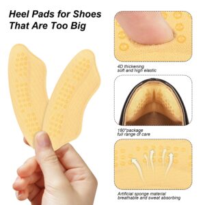 Breathe Easy with 4 Pairs of Antislip-Gel Heel Pads Inserts - Stop Shoe Discomfort and Slipping, Perfect for Too Big Shoes (Pale Apricot+black1)