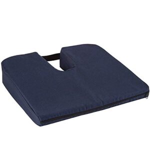 dmi gradual slope seat cushion for coccyx, sciatica and tailbone pain used with dining room chairs, desk chairs, car seats or wheelchair cushions, machine washable-cover, 15 inch, navy