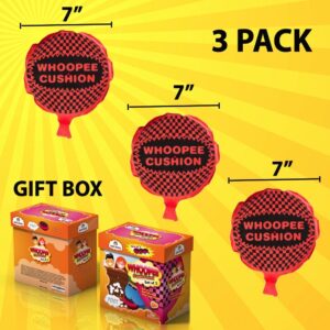 Whoopee Cushion Self Inflated 7" Set of 3 Gift Box Fart Prank Gag Novelty Trick Joke Toy for Kids Children Adults Office Home or Party