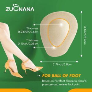 ZUCNANA Metatarsal Pads for Women (12 Pieces) | Ball of Foot Cushions for Women High Heels | Soft Gel Shoe Inserts for Foot Pain Relief from Mortons Neuroma and Callus | Anti-Slip One Size Fits Any