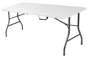 cosco 6 ft. fold-in-half banquet table w/handle, white