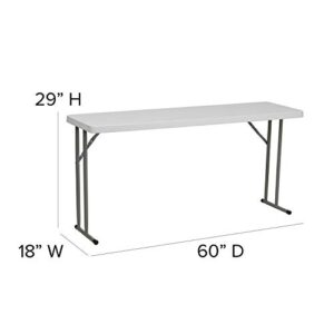 EMMA + OLIVER 5-Foot Rectangle Granite White Plastic Folding Training/Seminar Table