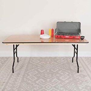 Flash Furniture Fielder 6' Rectangular All-Occasion Wood Folding Event Table, Foldable Portable Banquet Table with Wooden Top, Natural/Black