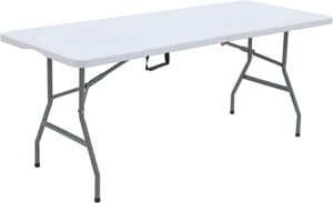 edebiby folding table 6-foot portable heavy duty plastic fold-in-half utility foldable table plastic dining table,indoor outdoor for camping, picnic and party,white180