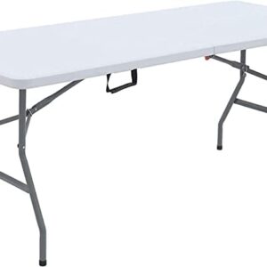 EDEBIBY Folding Table 6-Foot Portable Heavy Duty Plastic Fold-in-Half Utility Foldable Table Plastic Dining Table,Indoor Outdoor for Camping, Picnic and Party,White180