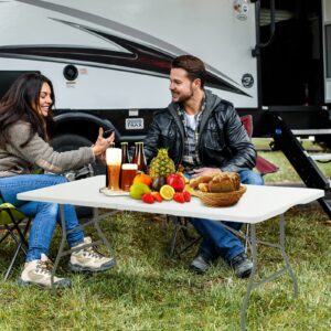 EDEBIBY Folding Table 6-Foot Portable Heavy Duty Plastic Fold-in-Half Utility Foldable Table Plastic Dining Table,Indoor Outdoor for Camping, Picnic and Party,White180