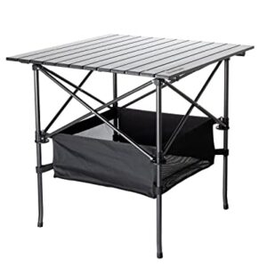 TrailBuddy Folding Camping Table - Aluminum Foldable Table for Tailgating or Camp Site with Carry Bag - Lightweight and Portable for Beach, Picnic, Tailgate & Outdoor Use, 28"x 28" x 28"