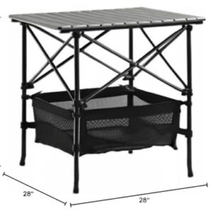 TrailBuddy Folding Camping Table - Aluminum Foldable Table for Tailgating or Camp Site with Carry Bag - Lightweight and Portable for Beach, Picnic, Tailgate & Outdoor Use, 28"x 28" x 28"