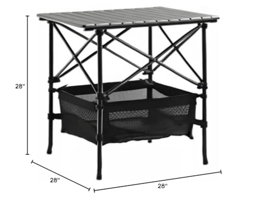 TrailBuddy Folding Camping Table - Aluminum Foldable Table for Tailgating or Camp Site with Carry Bag - Lightweight and Portable for Beach, Picnic, Tailgate & Outdoor Use, 28"x 28" x 28"