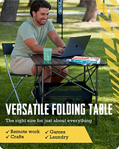 TrailBuddy Folding Camping Table - Aluminum Foldable Table for Tailgating or Camp Site with Carry Bag - Lightweight and Portable for Beach, Picnic, Tailgate & Outdoor Use, 28"x 28" x 28"