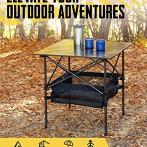 TrailBuddy Folding Camping Table - Aluminum Foldable Table for Tailgating or Camp Site with Carry Bag - Lightweight and Portable for Beach, Picnic, Tailgate & Outdoor Use, 28"x 28" x 28"