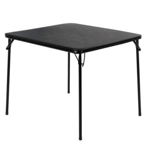 vecelo 34'' portable square folding card table with collapsible legs & vinyl upholstery, metal, black