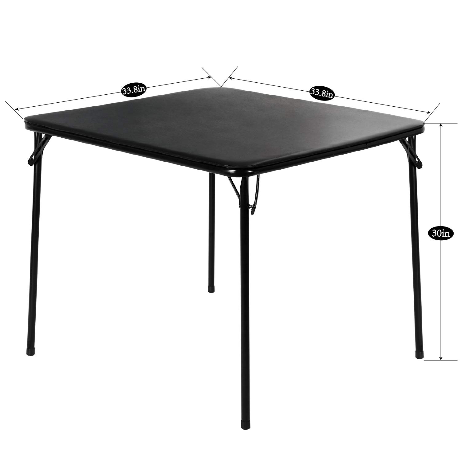 VECELO 34'' Portable Square Folding Card Table with Collapsible Legs & Vinyl Upholstery, Metal, Black