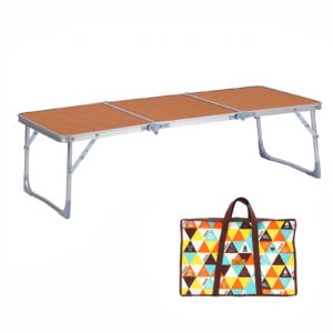 ljmboen folding camping table,portable picnic table foldable lightweight outdoor aluminum legs,3 fold beach table carrying handle for beach party picnic beach home office cooking