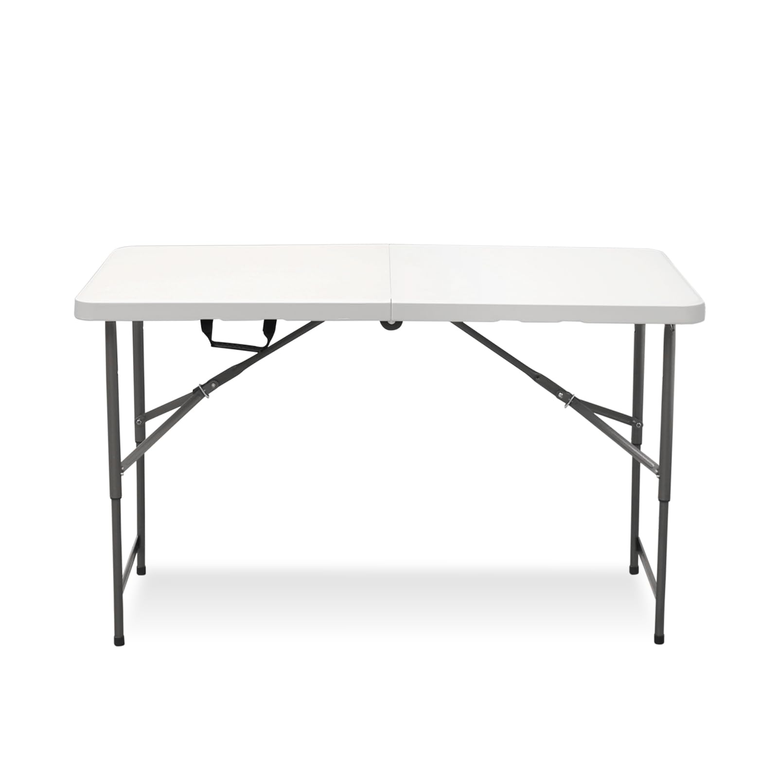 Plainsity 4ft Plastic Folding Table - Portable, Foldable, Heavy Duty Dining Table for Parties, Weddings, BBQs, Camping, Backyard Events - Indoor/Outdoor Utility Table with Carrying Handle White