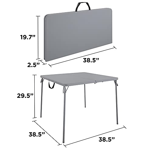 CoscoProducts COSCO XL 38.5" Half Card w/Handle Indoor & Outdoor, Portable, Wheelchair Accessible, Camping, Tailgating, & Crafting Folding Table, Gray, 1-Pack,Grey