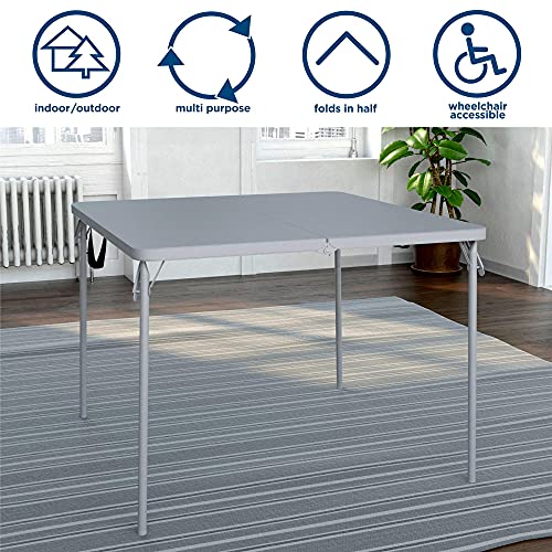 CoscoProducts COSCO XL 38.5" Half Card w/Handle Indoor & Outdoor, Portable, Wheelchair Accessible, Camping, Tailgating, & Crafting Folding Table, Gray, 1-Pack,Grey