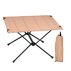 apurioni lightweight folding camping table, washable fabric compact portable table with storage bag for outdoor, hiking, backpacking, picnic, travel, fishing, partio-beige