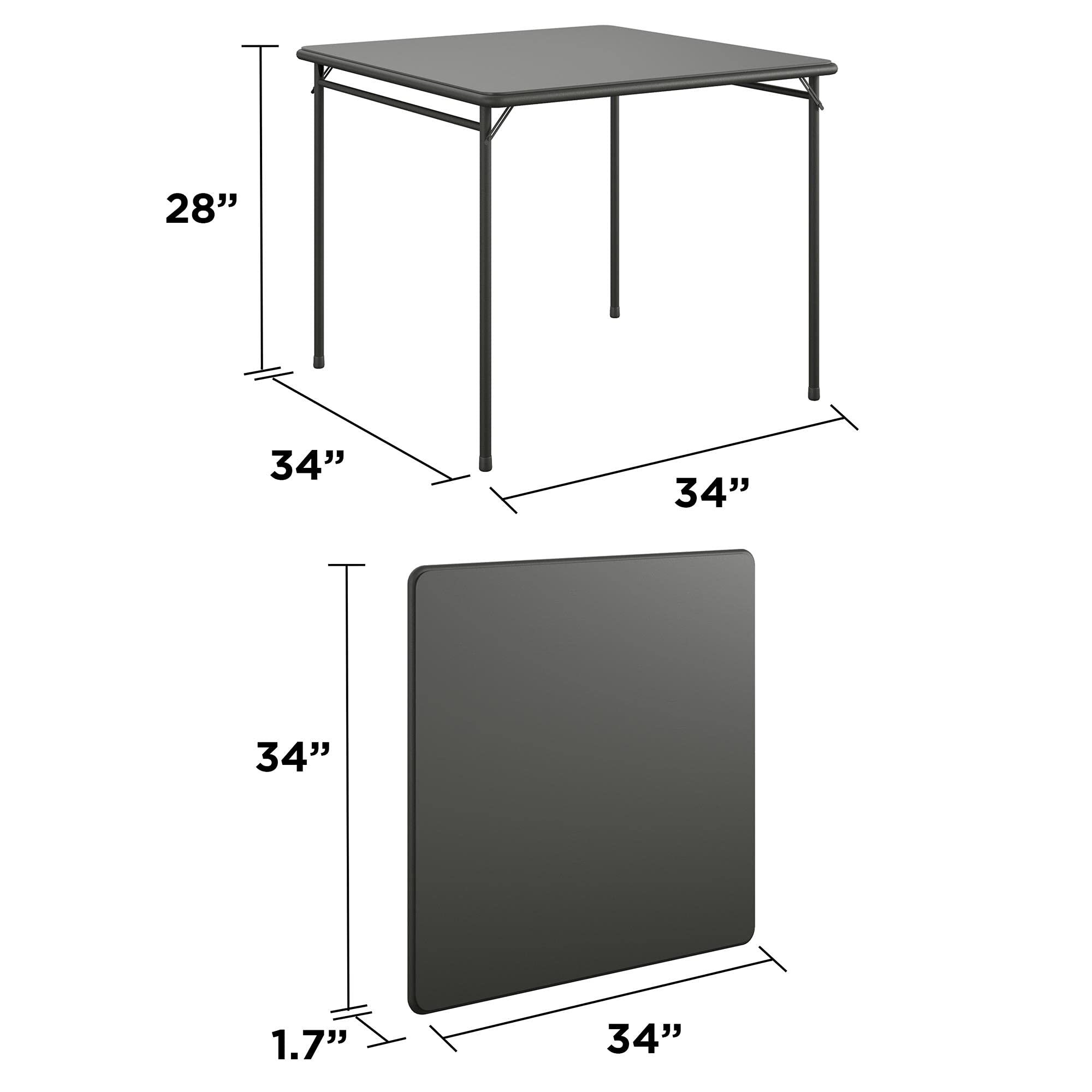 COSCO 34" Square Vinyl Top Folding Card Table, Black