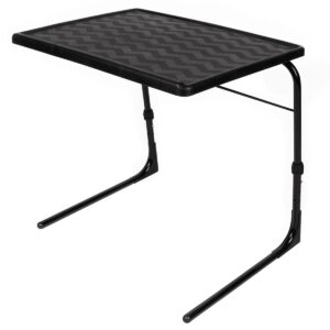 table-mate xl plus adjustable tv table - folding couch trays for eating snack food, stowaway laptop stand, portable bed dinner tray with 4 set angles, black