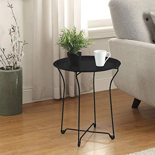 Atlantic Metal Side Table - Stylish Folding Tray Table, Sturdy Steel Construction with Wear-Resistant Powder Coating, PN in Black - 38435984