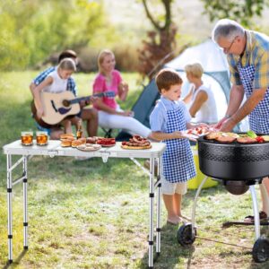 Anbte Camping Folding Table, 3ft Camping Table Aluminum Folding Table with 3 Adjustable Height Max 27.5 inch 35"X16" Portable Picnic Table Foldable Table with Storage Net for Outdoor Backyard BBQ