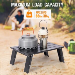 Old Bahama Bay Ultralight Aluminum Mini Table, Foldable Small Beach Table with Retractable Legs, 66lbs/30kg Weight Capacity, Suitable for Picnic Camping Outdoor Hiking(Black)