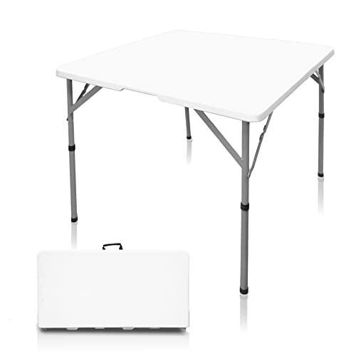 HYMnature Folding Card Table 34" Plastic Square Table with Resin Top Game Table for Puzzles Crafting Fold in Half Camping Table Utility use for Indoor Outdoor Picnic Dining Party