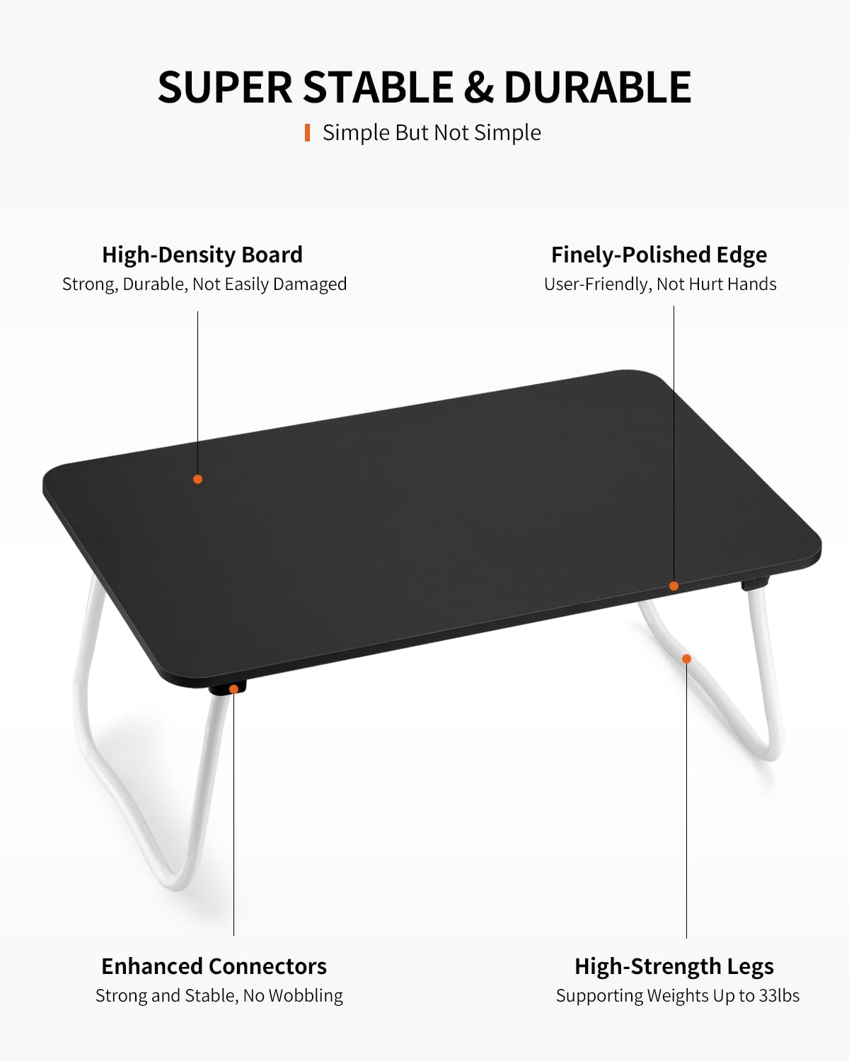 FISYOD Foldable Laptop Desk, Portable Lap Desk Bed Table, Lightweight Breakfast Table Tray Desk, Laptop Stand, Mini Table for Working Writing Drawing Eating Picnic-Black