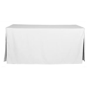 tablevogue 1c22259 machine washable microfiber solid fitted rectangular 72-inch x 30-inch tablecloth for events 6-feet, white