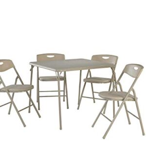 Cosco 5-Piece Folding Table and Chair Set, Antique Linen