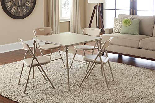 Cosco 5-Piece Folding Table and Chair Set, Antique Linen