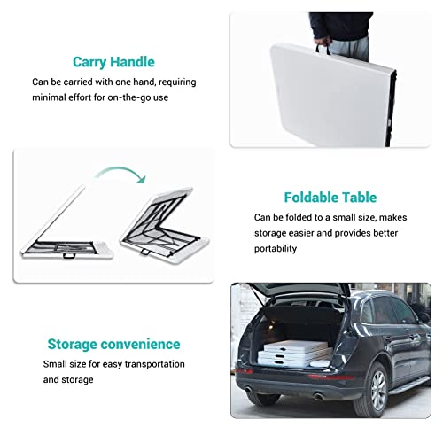 Gnomiya 6ft Folding Tables, Heavy Duty HDPE Plastic Portable Folding Table, Utility Indoor Outdoor Foldable Dining Table for Parties, Backyard Events