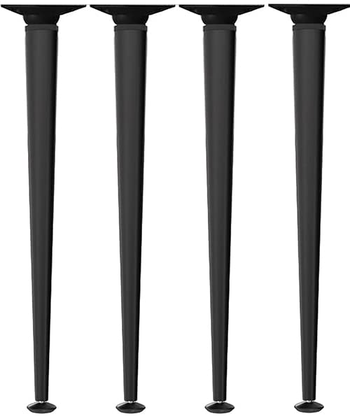 waaliji 28 inch Folding Table Legs Collapsible Metal Home DIY Furniture Legs Foldable Desk Leg with Adjustable Floor Protectors for Round or Square Table, Matte Black, Set of 4