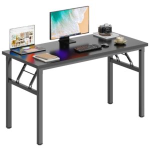 dlandhome 47 inches folding table computer desk portable table activity table conference table home office desk, fully assembled black dnd-nd5-120bb