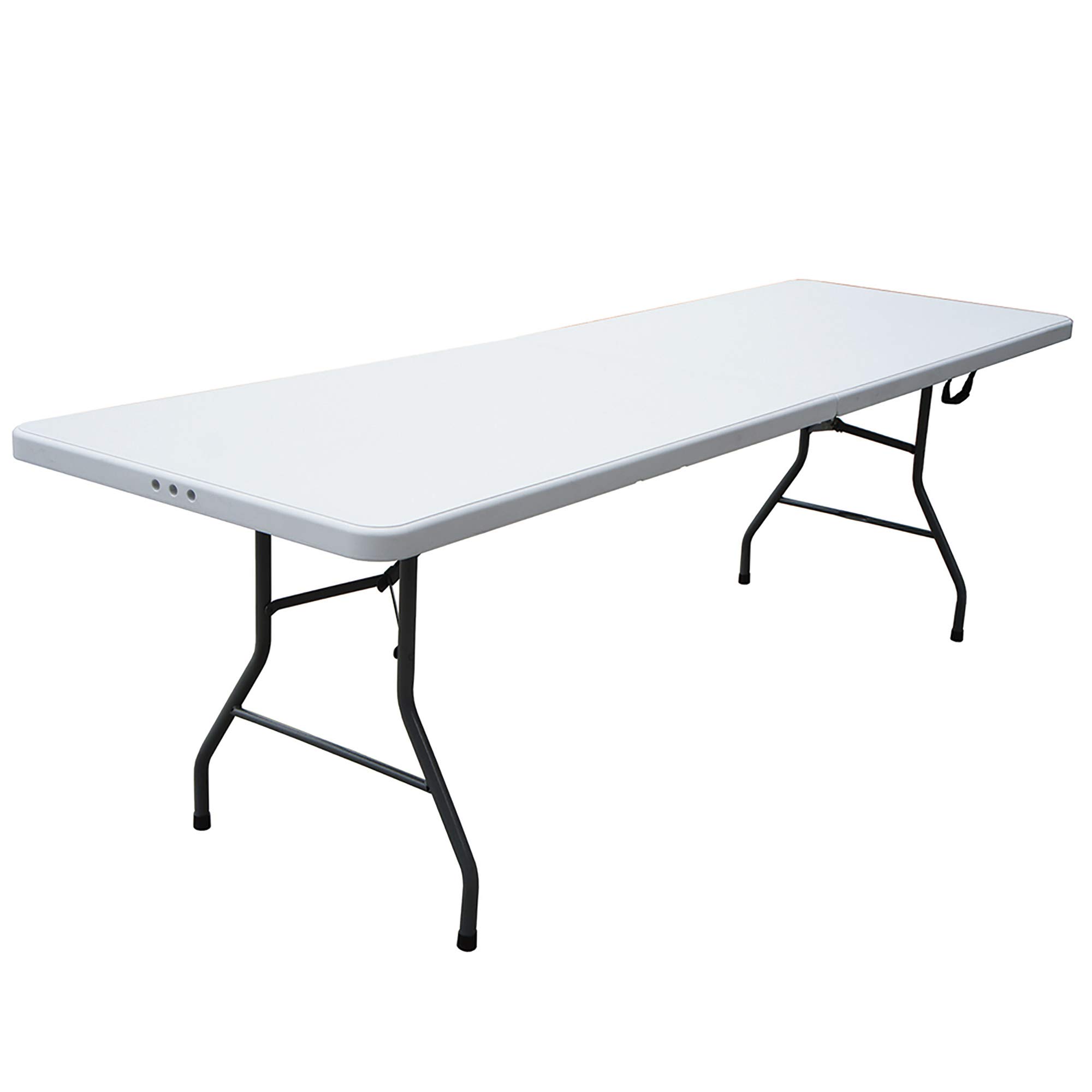 Plastic Development Group Outdoor and Indoor Use 8 Foot Plastic Half Folding Banquet, Kitchen, Dining, and Card Table, White