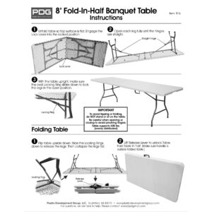 Plastic Development Group Outdoor and Indoor Use 8 Foot Plastic Half Folding Banquet, Kitchen, Dining, and Card Table, White