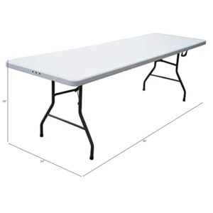 Plastic Development Group Outdoor and Indoor Use 8 Foot Plastic Half Folding Banquet, Kitchen, Dining, and Card Table, White