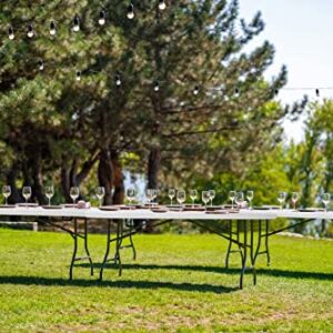 Go-Trio 6 Foot Folding Table 6ft Portable Plastic Tables for Party, Fold-in-Half Foldable Heavy Duty Table, 6’Utility Dining Card Long Table, Indoor Outdoor Folded up for Picnic, Camping, White, Large