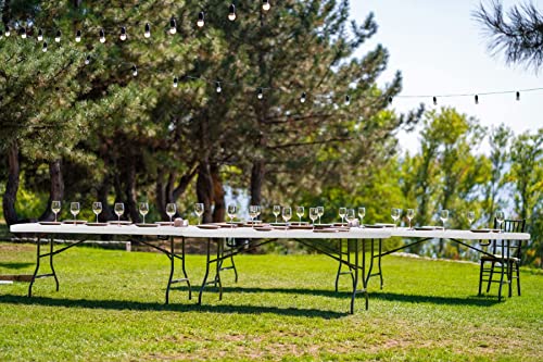 Go-Trio 6 Foot Folding Table 6ft Portable Plastic Tables for Party, Fold-in-Half Foldable Heavy Duty Table, 6’Utility Dining Card Long Table, Indoor Outdoor Folded up for Picnic, Camping, White, Large