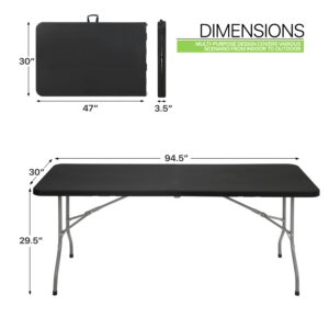 Magshion Folding Tables 8ft Plastic Craft Table Folding Table with Handle for Indoor Outdoor Dining Camping Picnic Party Black