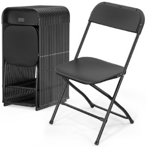 vingli 20 pack black plastic folding chair, indoor outdoor portable stackable commercial seat with steel frame 350lb. capacity for events office wedding party picnic kitchen dining