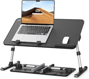 laptop desk for bed, saiji height & angle adjustable laptop stand for bed, lap desk bed tray table, light weight foldable portable laptop table for couch sofa chair floor desk for adults, kids (black)