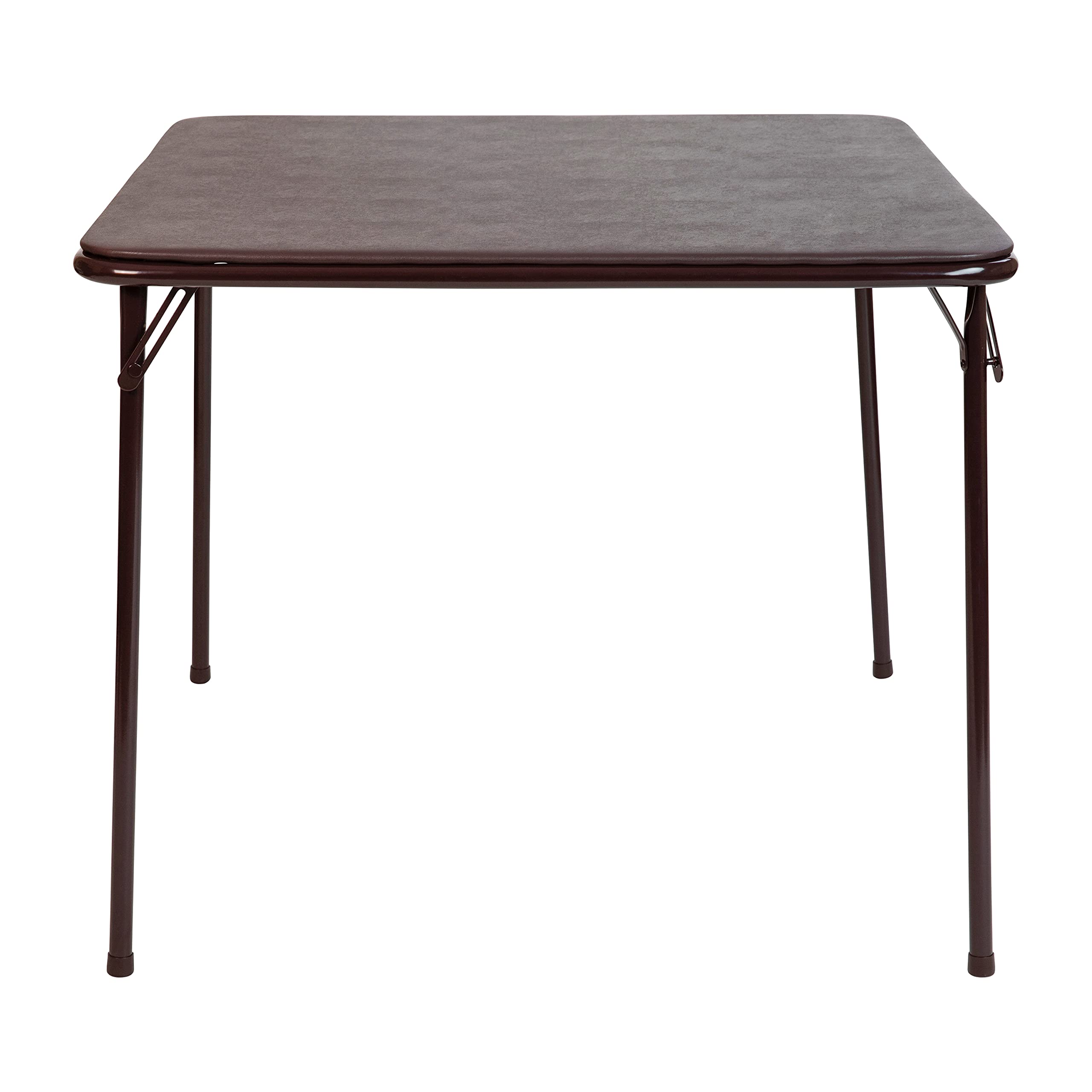 EMMA + OLIVER Brown Foldable Card Table with Vinyl Table Top - Game Table - Portable Table