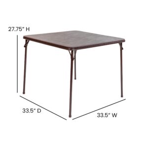 EMMA + OLIVER Brown Foldable Card Table with Vinyl Table Top - Game Table - Portable Table